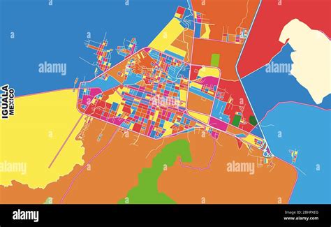 Colorful Vector Map Of Iguala Guerrero Mexico Art Map Template For
