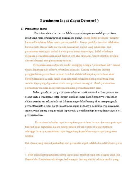 Input Demand Pdf