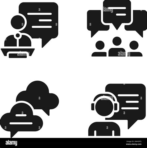 Speech Bubbles In Different Spheres Black Glyph Icons Set On White Space Stock Vector Image