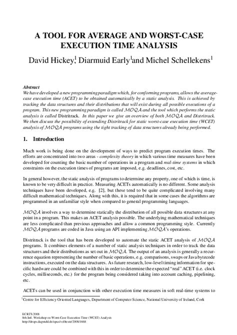 pdf a tool for average and worst case execution time analysis}