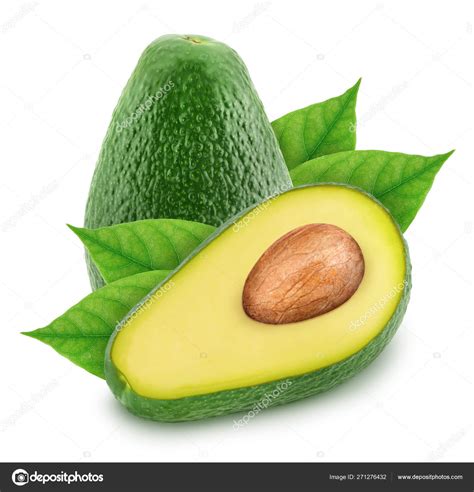 Whole And Half Green Avocados Isolated On White Background — Stock