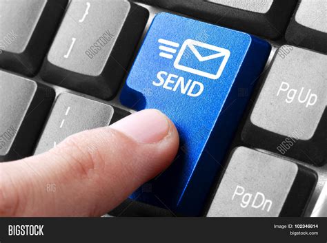 hand press send button image and photo free trial bigstock