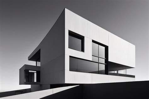 Minimalistic Modern Architecture In Monochrome Premium Ai Generated Image