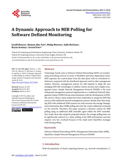 Pdf A Dynamic Approach To Mib Polling For Software Defined Monitoring