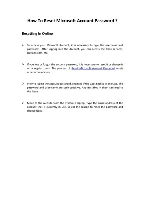 Ppt How To Reset Microsoft Account Password Reset In Windows 10 Powerpoint Presentation Id