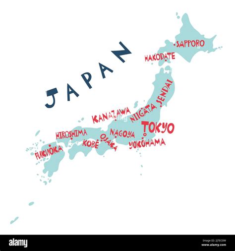 Vector Hand Drawn Stylized Map Of Japan Cities East Map Element