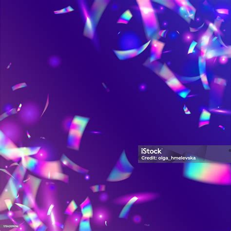 무지개 색종이 초현실적 인 호일 카니발 눈부심 바이올렛 디스코 효과 투명한 질감 파티 카니발 템플릿입니다 크리스탈 아트 메탈 버스트 보라색 무지개 색종이 결정체에 대한 스톡