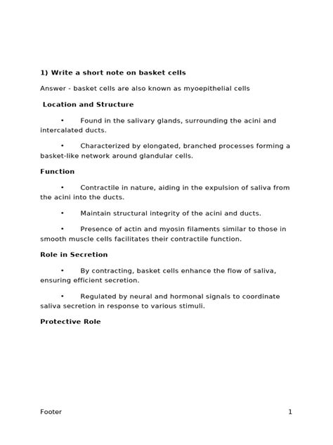 Overview Of Basket Cells In Salivary Glands Pdf