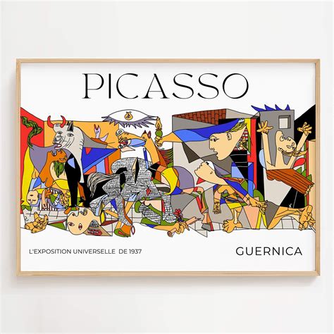 Colorful Picasso Guernica Print Picasso Line Drawing Modern Art Print