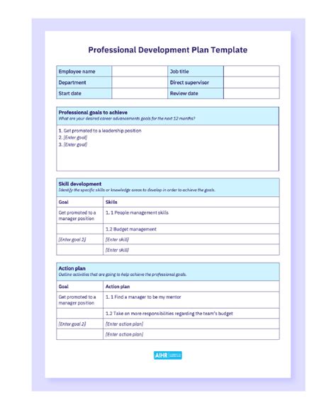 Employee Development Plan Template