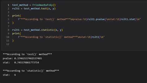 the statistic returned by the `test` method is different to the