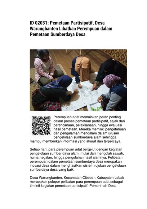 Katalog Inovasi Desa Desa Warungbanten Berinovasi Libatkan Perempuan Adat Dalam Pemetaan