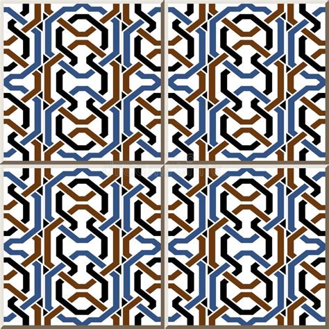 Ceramic Tile Pattern Colorful Polygon Geometry Cross Frame Chain Stock