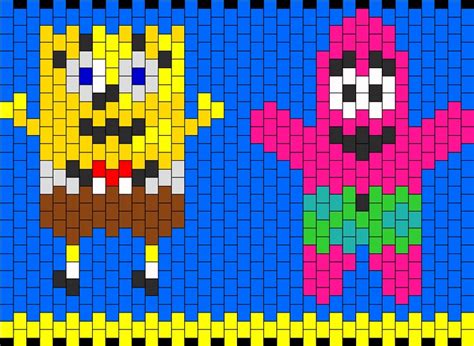 Spongebob And Patrick Cuff Or Small Purse Bead Pattern Spongebob
