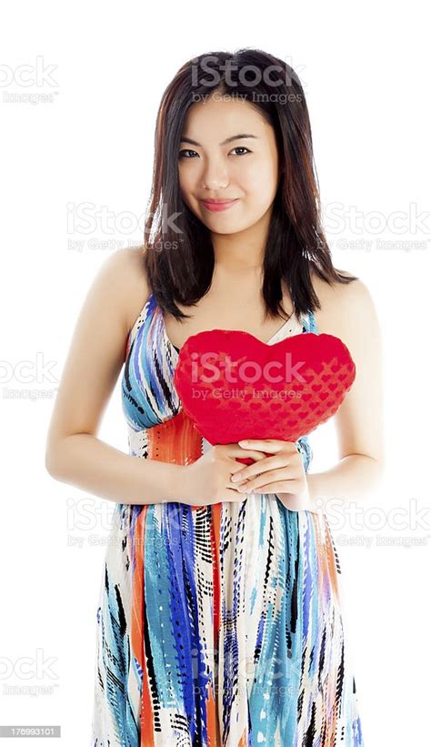 Asian Young Woman Wearing Summer Dress Isolated White Background Stock