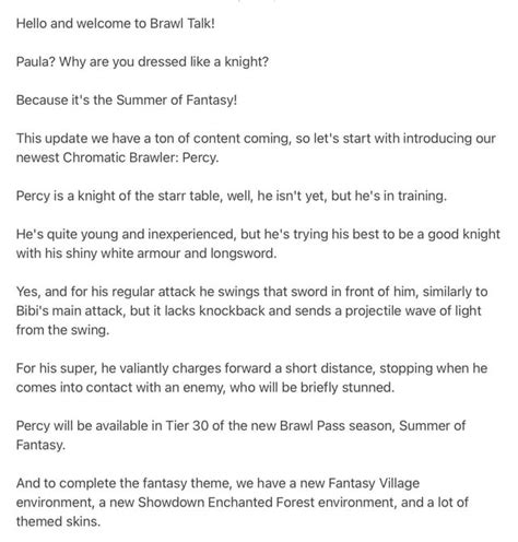 Fanmade Brawl Talk Script The Summer Of Fantasy Rbrawlstars