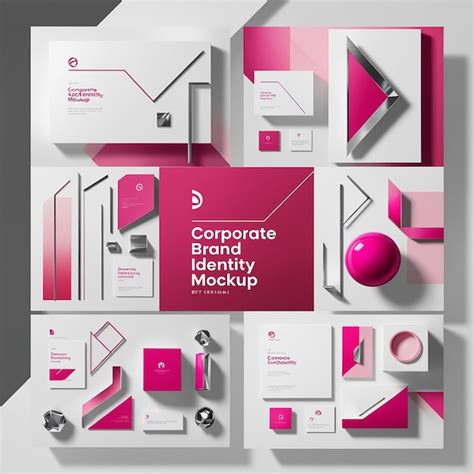 Corporate Brand Identity Mockup Set With Digital Elements Premium Ai