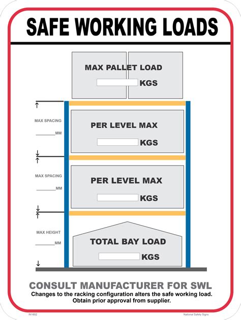 Swl Pallet Racking Sign National Safety Signs On Line