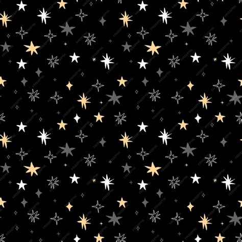 Premium Vector Hand Draw Stars Pattern On Black Background