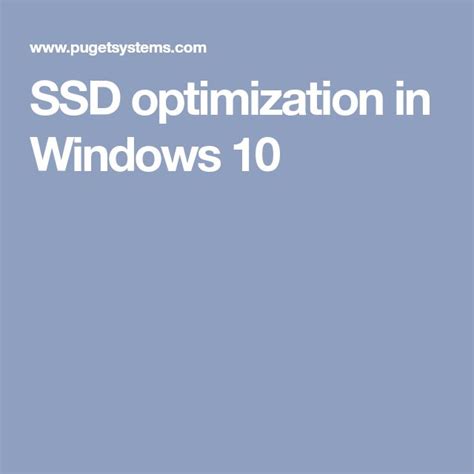 SSD Optimization In Windows Optimization Windows Ssd
