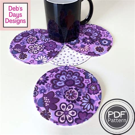 Reversible Round Coaster Set Pdf Sewing Pattern Digital Download How To Make Cloth Fabric