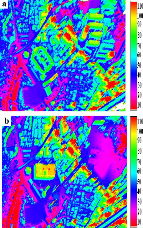 acquired lidar data in grid format a june 1999 and b february 2004
