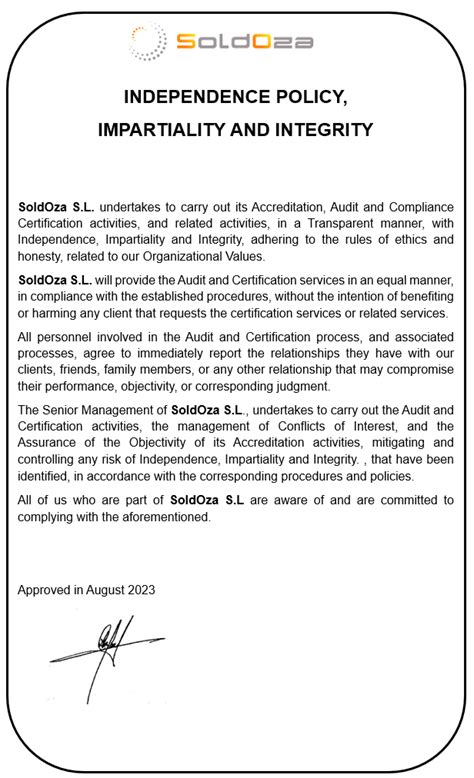 Impartiality Policy Soldoza