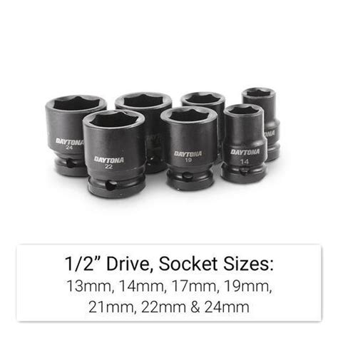Daytona Dsim712 7pce 1 2 Metric Stubby Impact Sockets Rail Set