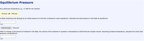 Solved Equilibrium Pressure At A Particular Temperature