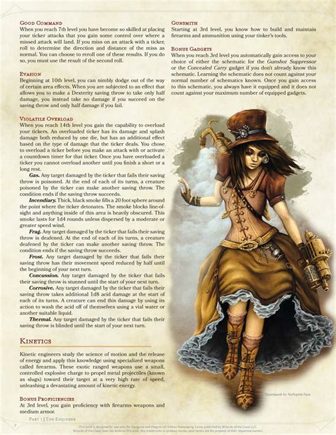 Engineer 5e P7 Dnd 5e Homebrew Home Brewing Dandd Dungeons And Dragons