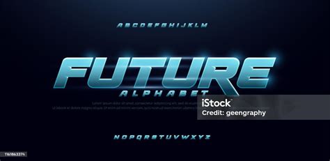 스포츠 미래 블루 빛 현대 알파벳 글꼴 기술 타이포그래피 굵게 기울임꼴 글꼴 대문자 벡터 일러스트레이션 컴퓨터 글자에 대한 스톡 벡터 아트 및 기타 이미지 Istock