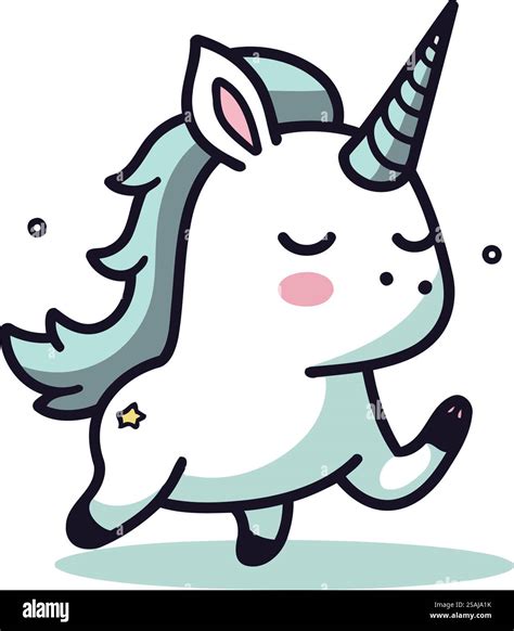 Unicorn Running Vector Illustration Isolated On White Background