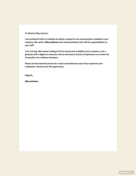 Application Letter Sample For Any Position Template Template Samples
