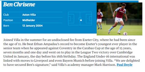 Ben Chrisene Page 21 Other Football Villatalk