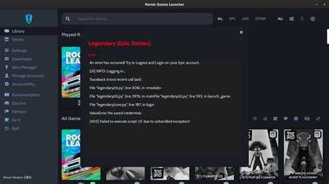 legendary throws an error after logging into epic account · issue 2713