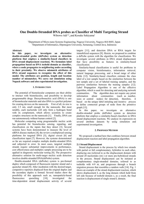 Pdf One Double Stranded Dna Probes As Classifier Of Multi Targeting Strand