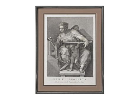Old Testament Prophet Daniel Michelangelo Antique Engraving