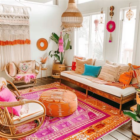 Vibrant Bohemian With Colorful Flair Living Room Concept