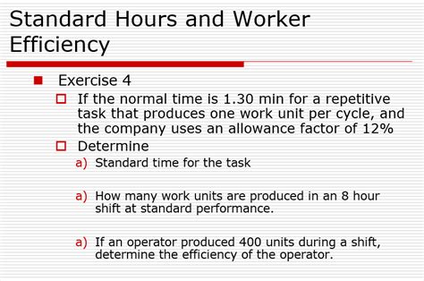 Solved Standard Hours And Worker Efficiency Exercise If Chegg Com