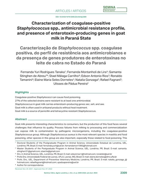 Pdf Characterization Of Coagulase Positive Staphylococcus Spp Antimicrobial Resistance