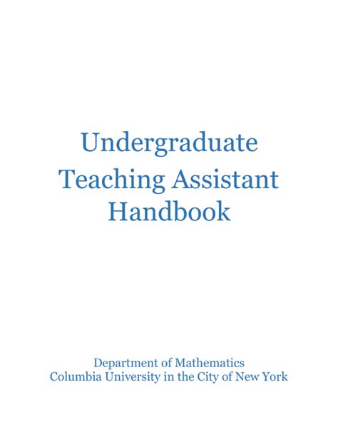 Undergraduate Teaching Assistant Handbook