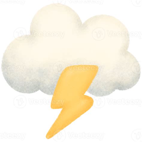 Cute Cloud And Lightning 55366559 Png