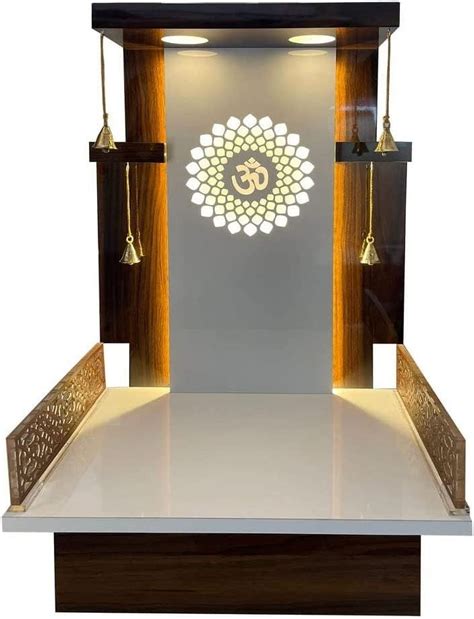 Wooden Temple For Home With Led Lights For Home And Office Wooden