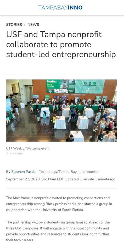 The Mainframe On Linkedin College Innovation Entrepreneurship Tampabay