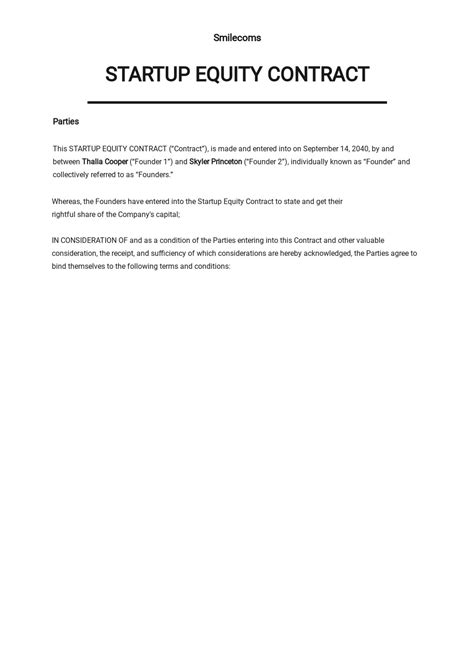 Equity Contract Template
