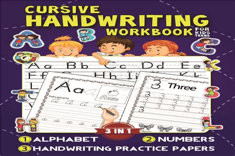 Cursive Handwriting Workbook 3 In 1 Graphic By Danidesigns · Creative Fabrica