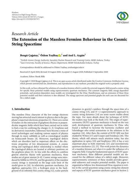 Pdf The Extension Of The Massless Fermion Behaviour In The Cosmic