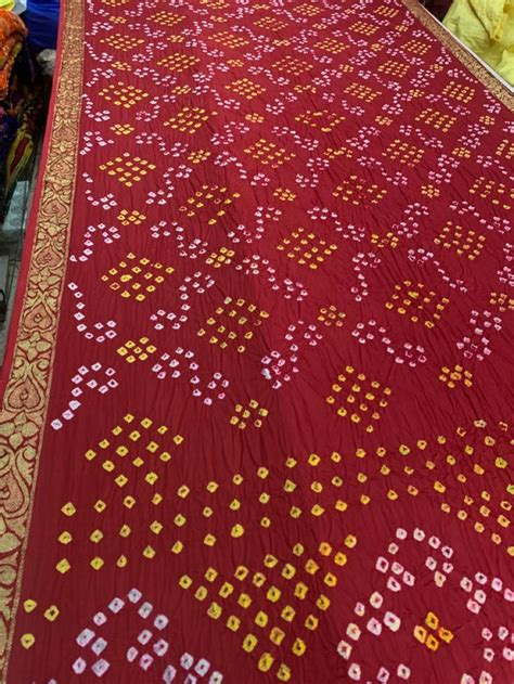 Modal Silk Bandhani Saree With Nakshi Border And Jari Patta Pallu