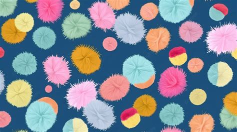 Hand Drawn Doodle Style Seamless Pattern Of Cute Pom Poms In A Repeated Texture For Fabric