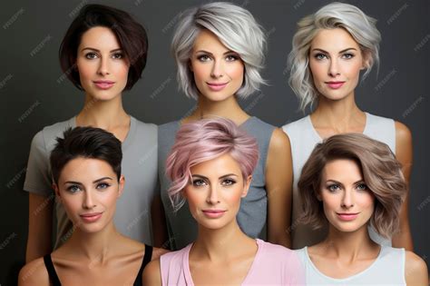 Premium Ai Image Collage Of Various Stylish Hairstyles For Short